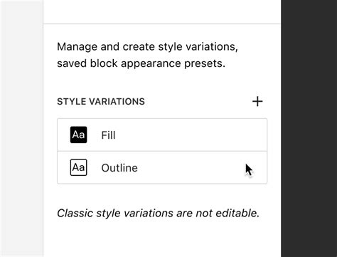 Style Variations For Block Types · Issue 44417 · Wordpressgutenberg
