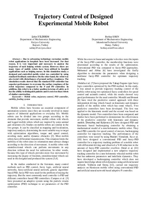 pdf trajectory control of designed experimental mobile robot