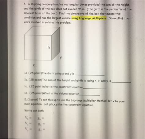 Solved A Shipping Company Handles Rectangular Boxes Provided