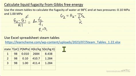 Calculate Liquid Fugacity From Gibbs Free Energy Youtube