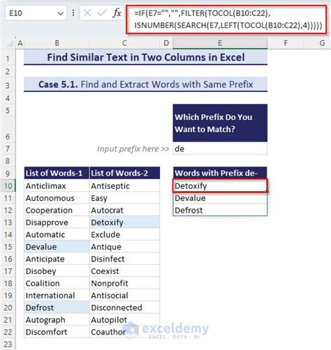 How To Find Similar Text In Two Columns In Excel
