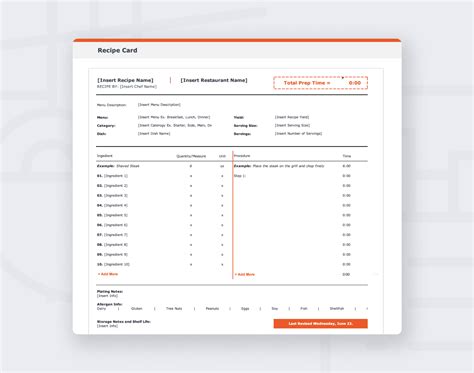 Recipe Template Excel
