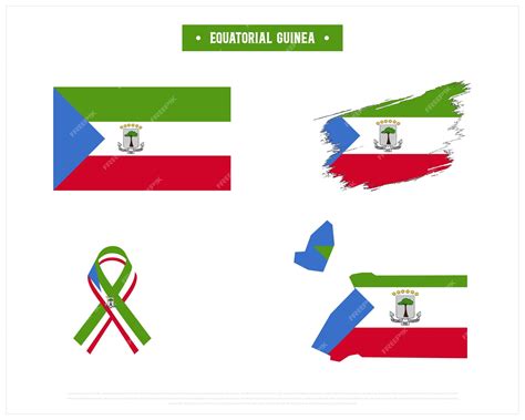 적도 기니의 발 적도기니의 지도 적도기니아의 리본 프리미엄 벡터