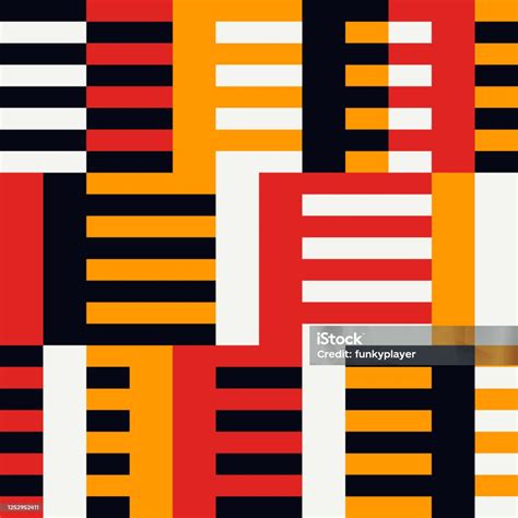 기하학적 원활한 패턴 바우하우스 스타일 배경 모듈식 그리드 인쇄 스트라이프 선 스트로크 직사각형 장식 건축에 대한 스톡 벡터 아트 및 기타 이미지 Istock