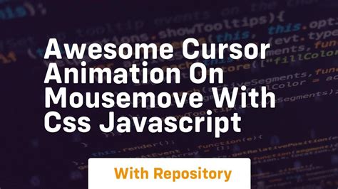 Awesome Cursor Animation On Mousemove With Css Javascript Youtube