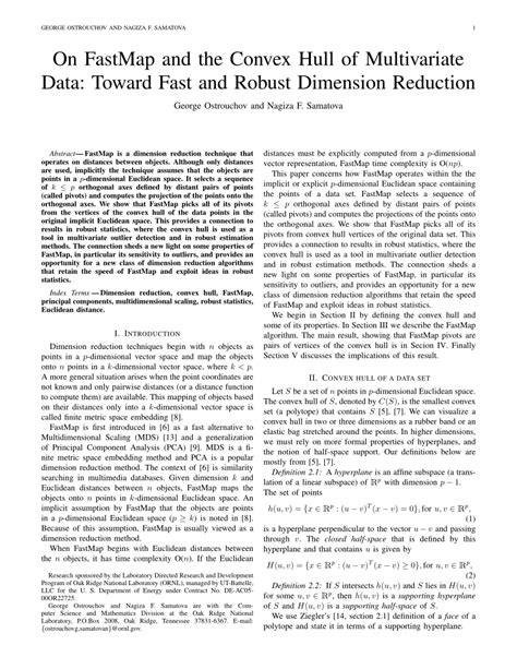 Pdf On Fastmap And The Convex Hull Of Multivariate Data Toward Fast