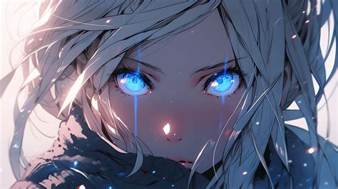 Anime Girl With Beautiful Blue Eyes Desktop Wallpaper Free In 4k