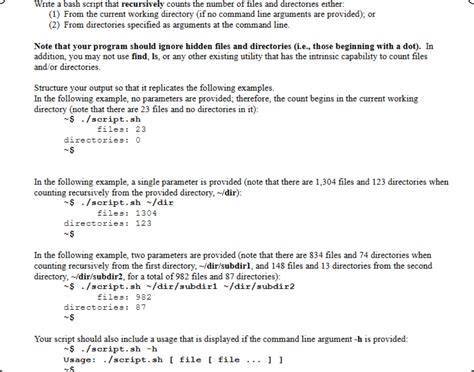 solved write a bash script that recursively counts the