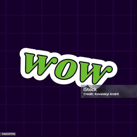 그루비 스타일의 와우 텍스트 그루비 히피 70 년대 트렌디한 복고풍 사이키델릭 만화 스타일의 스티커 고립 된 벡터 그림입니다