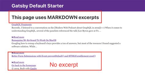 Gatsby Transformer Remark Markdown Cant Produce Excerpt · Issue