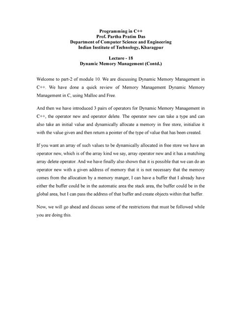 Lec 18 Module 10 Dynamic Memory Management Contd Lecture 18