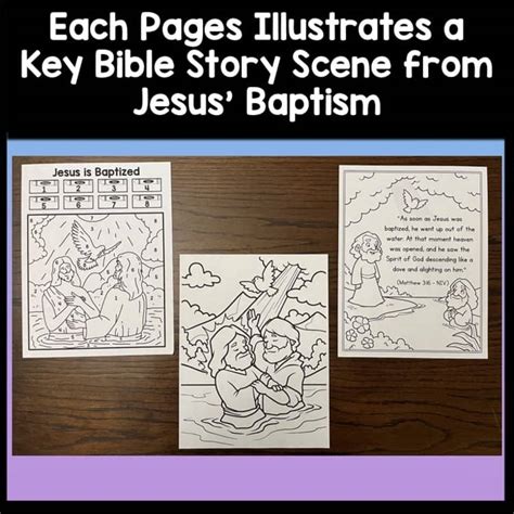Jesus Is Baptized Coloring Pages {3 Sheets} {bible Verse Coloring Pages