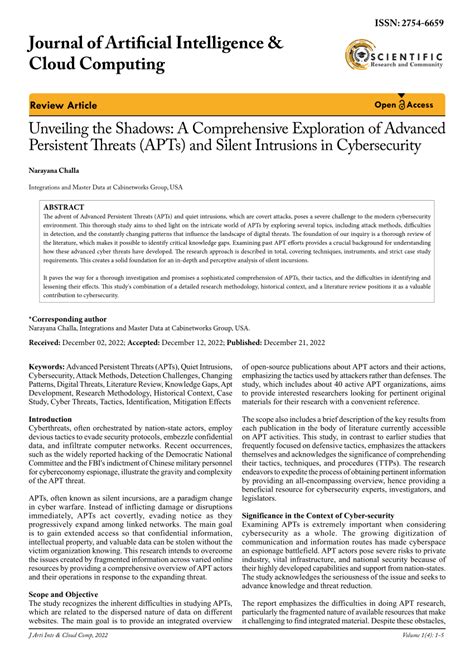 Pdf Unveiling The Shadows A Comprehensive Exploration Of Advanced Persistent Threats Apts