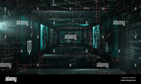 Mathematical Equations Floating Against Screens With Mathematical