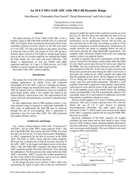 PDF An 18 B 5 MS S SAR ADC With 100 2 DB Dynamic Range