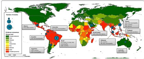 World Map Of Dengue Evidence Consensus Adapted From Brady