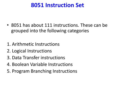 8051 Addressing Modes And Instruction Set Ppt