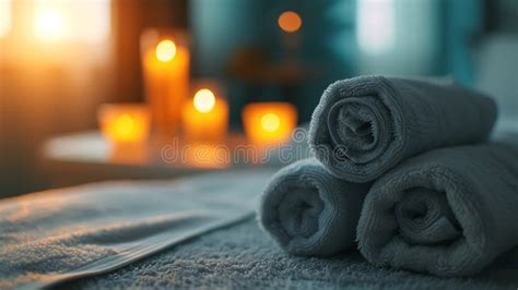 Generative Ai Beautiful Spa Accessories On Massage Table In Room