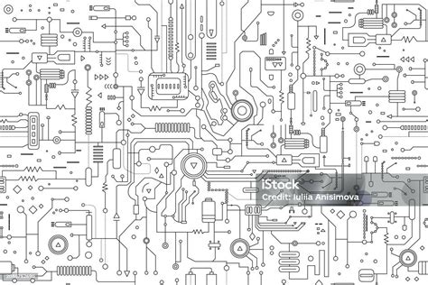 Pattern Circuit Board Stock Illustration Download Image Now Electricity Backgrounds