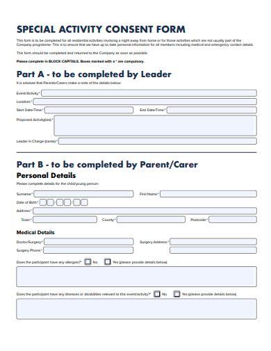 Free 50 Activity Form Samples In Pdf Ms Word