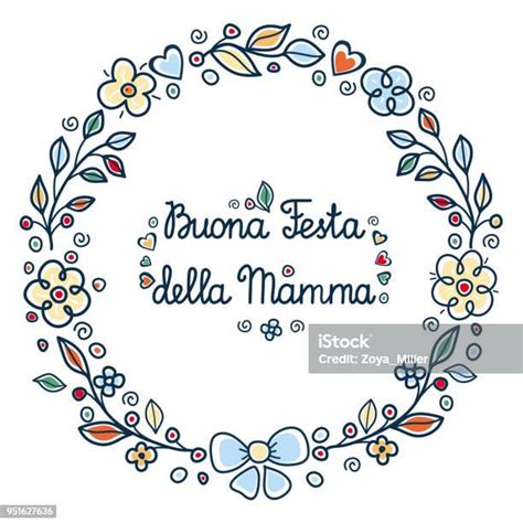 해피 어머니의 날입니다 라운드 꽃 프레임입니다 이탈리아어 꽃 식물에 대한 스톡 벡터 아트 및 기타 이미지 꽃 식물 벡터 부케 Istock