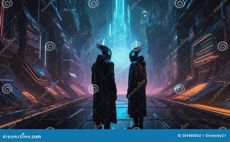 Ethereal Algorithm Masked Hacker S Neon Sonata Generative Ai Stock