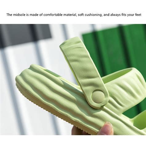 야외 두 착용 두꺼운 바닥 Eva 슬리퍼 커플 미끄럼 방지 통기성 샌들 크기 35 36베이지