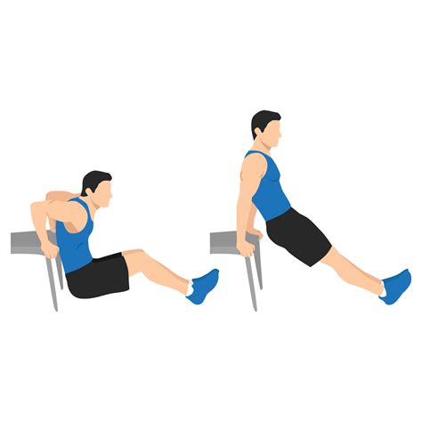 Man Doing Bench Tricep Dips Flat Vector Illustration Isolated On White