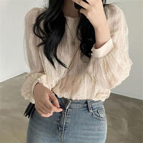여리여리 실루엣 시스루 레이스 블라우스 홈플러스 택배배송