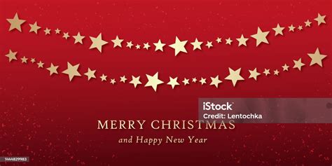 별의 문자열 크리스마스 카드 빨간색 배경에 금 장식 화환 벡터 인사말 카드 0명에 대한 스톡 벡터 아트 및 기타 이미지 0명 12월 공휴일 Istock