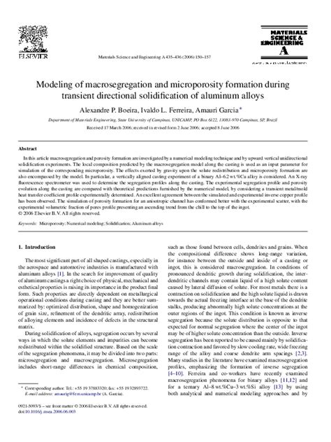 Pdf Modeling Of Macrosegregation And Microporosity Formation During Transient Directional