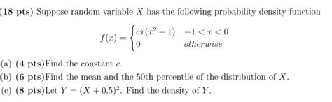 solved 18 pts suppose random variable x has the following