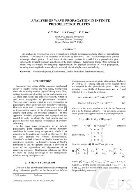 Pdf Analysis Of Wave Propagation In Infinite Piezoelectric Plates