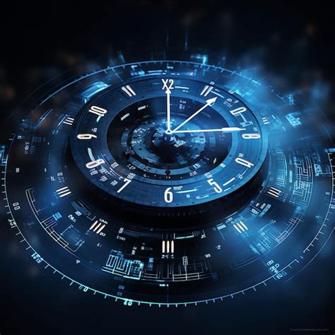 Premium Photo Scifi Hitech Clock Element With Futuristic Blue Light Background Futuristic