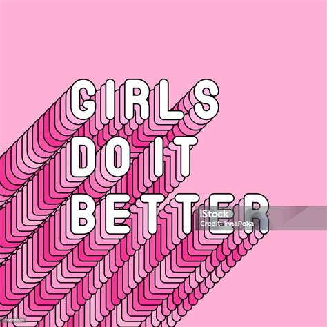 여자는 더 나은 할 긍정적 인 페미니스트 따옴표 포스터 소녀 파워 테마 분홍색 긴 그늘과 벡터 텍스트 그림입니다 0명에 대한 스톡 벡터 아트 및 기타 이미지 Istock