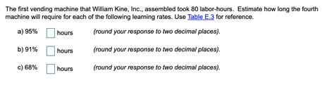 Solved Unit 6 Table E 3 Learning Curve Coefficients Where