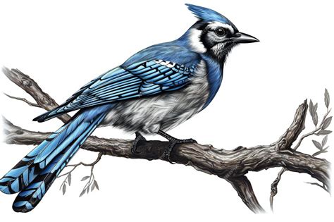 Premium Photo Blue Jay Bird Isolated On White Background Hand Drawn