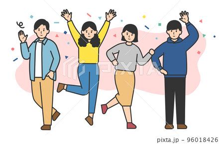 喜びを表す若者たちのイラストのイラスト素材 96018426 PIXTA