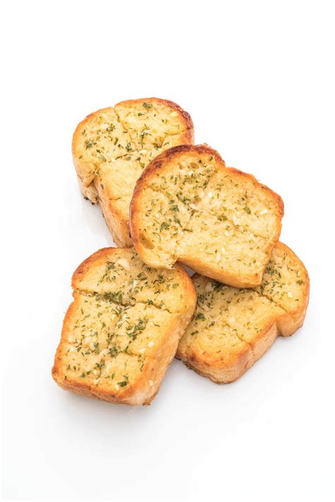Garlic Bread On White Background Premium Photo