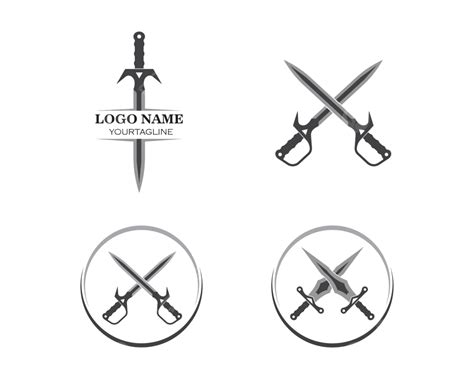Sword Logo Icon Vector Illustration Design Black Sparta Antique Vector