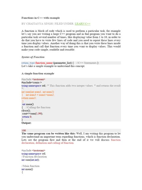 Functions And Arrays In C Pdf Parameter Computer Programming C