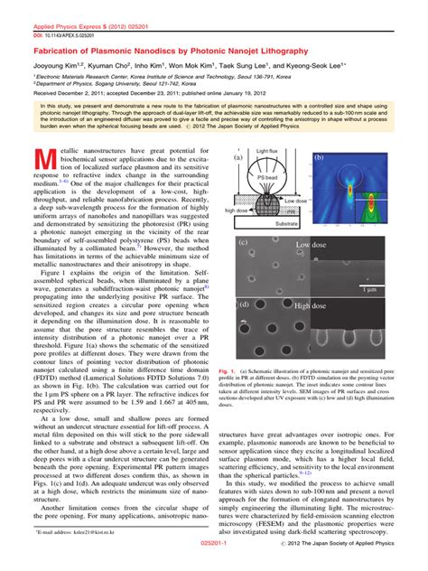 Fabrication Of Plasmonic Nanodiscs By Photonic Nanojet Lithography