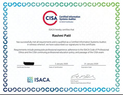 Rashmi Patil On Linkedin I Am Pleased To Announce That I Have Officially Obtained The Cisa