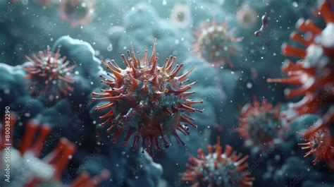 A Microscopic View Of A Virus Particle With Its Spiky Protein Coat Formed By Complex Molecules