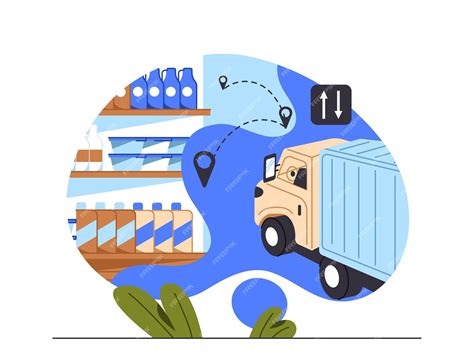 우유 생산 프로세스 터 개념 프리미엄 벡터