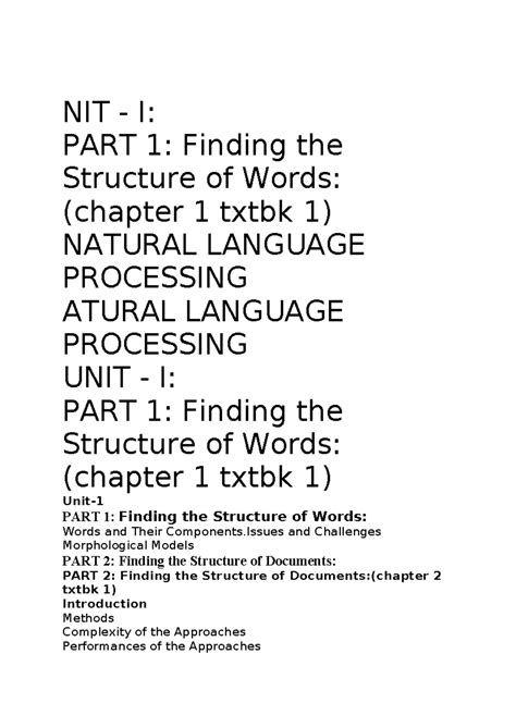 nlp notes nlp summary nit i part 1 finding the structure of