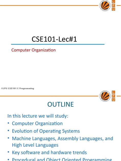 Cse101 Lec1 Computer Organization Pdf Object Oriented Programming