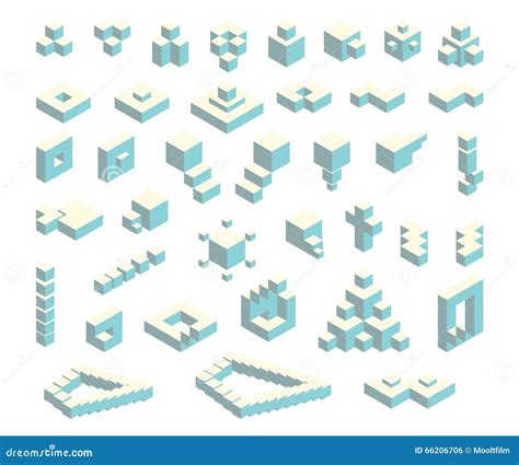 Isometric Cubes Set Stock Vector Illustration Of Minimalistic 66206706