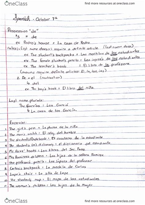 Span 100a Lecture 13 Possession Oneclass