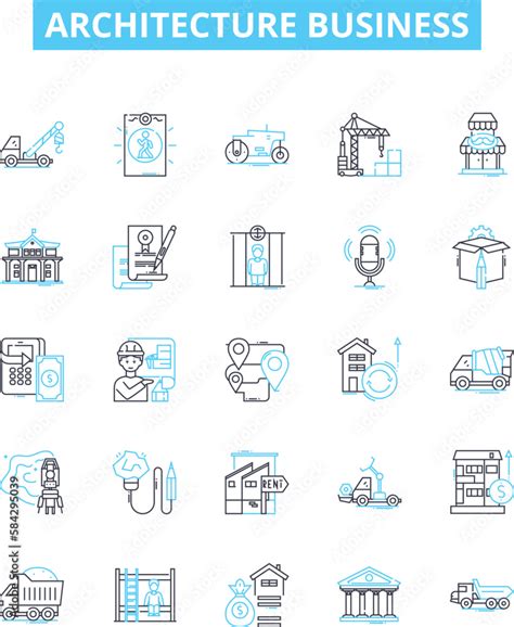 Architecture Business Vector Line Icons Set Building Design Structures Construction